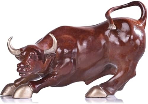 Amazon.com: Bronze Wall Street Bull Statue,Stock Market Charging Bull ...