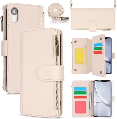 Amazon.com: Phone Case for iPhone XR 6.1 Wallet Cover with Tempered ...