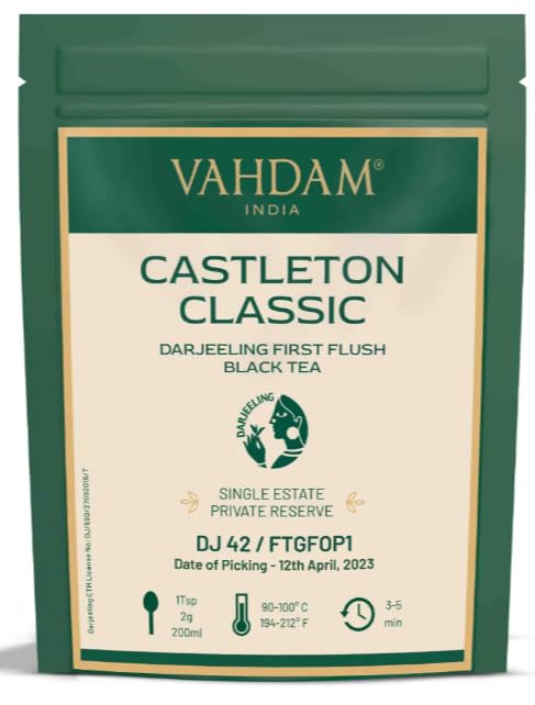 Amazon.com : VAHDAM, Castleton Classic Darjeeling First Flush Black Tea ...