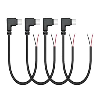 4Pcs Right Angle USB C to 2 Pin Bare Wire Open End Wire 25cm/9in, 90 ...