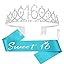 Amazon.com: CAVETEE Sweet 16 Sash and Crown，16th Birthday Crown for ...
