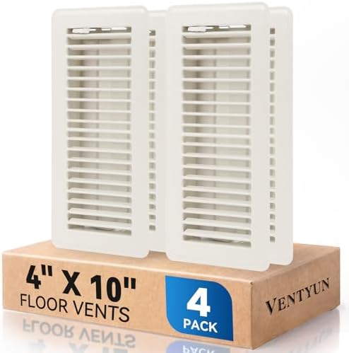 VENTYUN 4" x 10" Floor Register Vent Covers 4-Pack, Walkable Powder ...