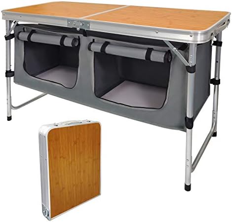 Amazon.com: Folding Camping Table with Storage Lightweight Camp Tables ...