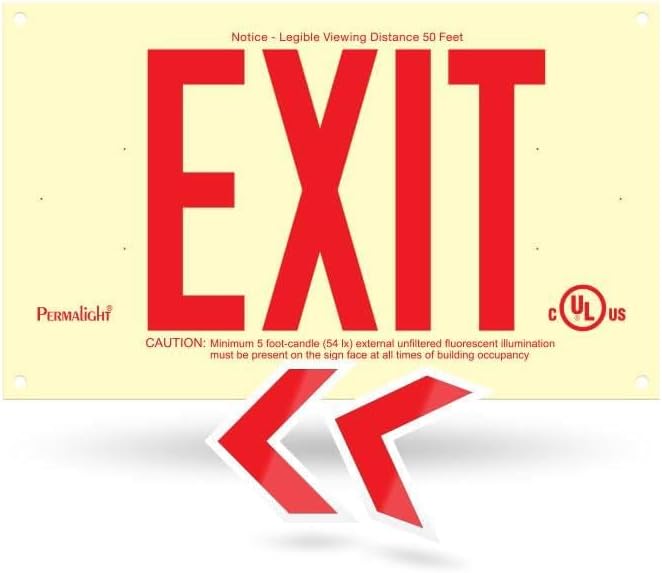 Amazon.com: American Permalight Rigid PVC Plastic EXIT Sign, Unframed ...