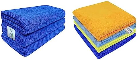 SOFTSPUN Microfiber Cloth - 3 pcs - 40x60 cms - 340 GSM Blue Microfiber ...