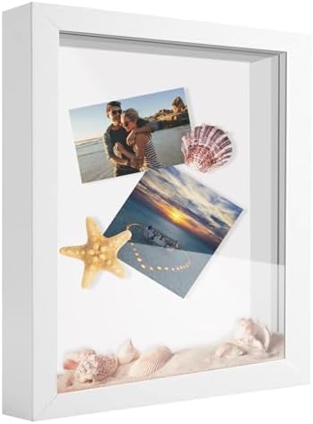 Amazon.com: White Shadow Box Display Case - 11x14 Deep Wood & Glass ...