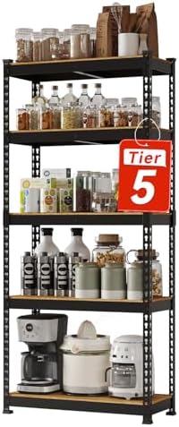 Amazon.com: Topeakmart 5-Tier Utility Shelves, Metal Storage Shelves ...