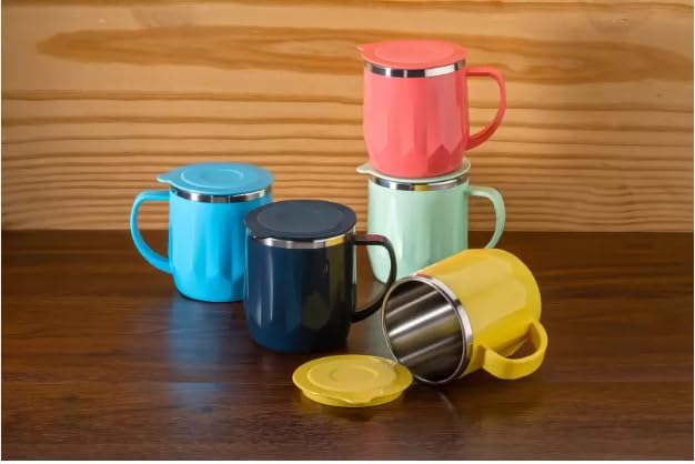 Buy FAMOUS Cup with Lid for Tea Coffee Shakes Premium Double Walled Cup ...