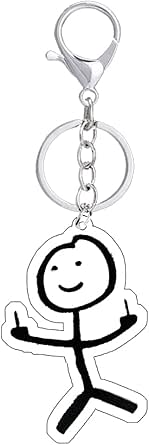 Amazon.com: Middle Finger Keychain Gift Funny Doodle Stick Figure Key ...