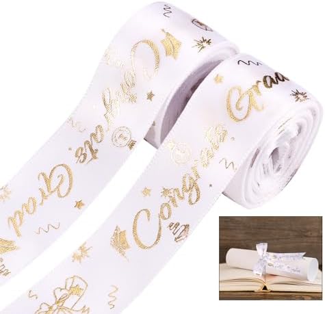 Amazon.com: 2 Rolls Graduation Ribbon, 0.98in x 5 Yards Congrats Grad ...