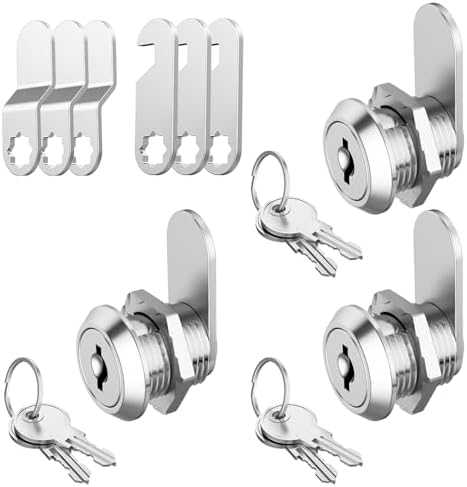 Jayseon 1 Pack Cabinet Lock with Key, Cabinet Cam Lock 1-1/8" Keyed ...