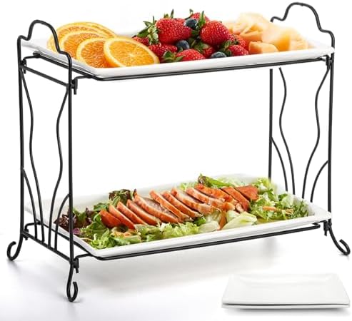 Amazon.com | Goaste 2 Tier Serving Stand and Platters Set, 12 Inch ...