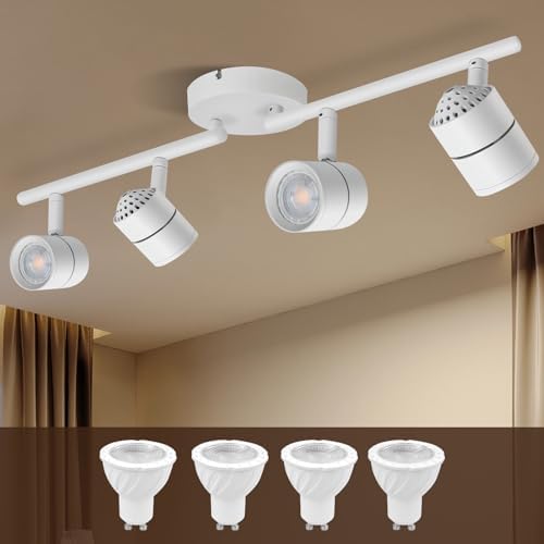 Arcfox Replacement 4 Light Track Lighting Fixtures Ceiling Flexible Rotatable MR16 GU10 Base 4 ...