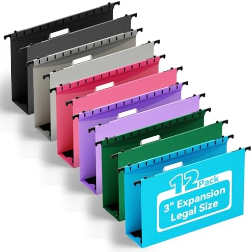 Amazon.com : Ansook Legal Size Hanging File Folders, Expandable 3 Inch ...