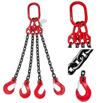 Engine Lifting Chains, Four Leg Chain Sling 3 Ton with Grab Hooks ...