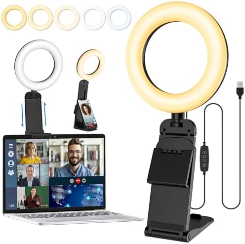 5" Desk Ring Light with Stand, LED Ring Light for Laptop Monitor, Video ...