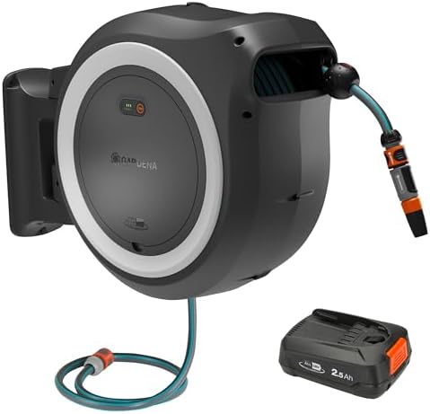 Gardena battery-powered wall-mounted hose box PowerRoll XXL ready-to ...