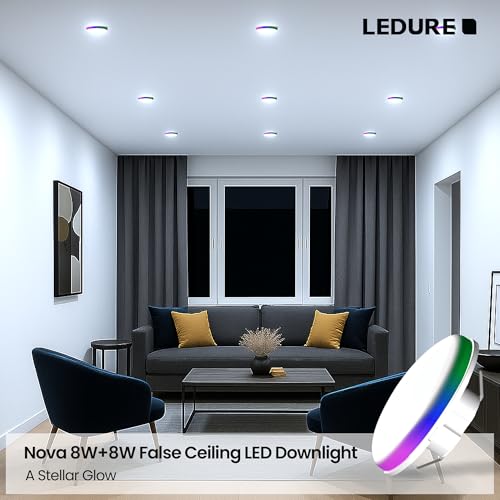 LEDURE Nova 8W+8W False Ceiling LED Downlight| 2-in1 Round Junction LED ...