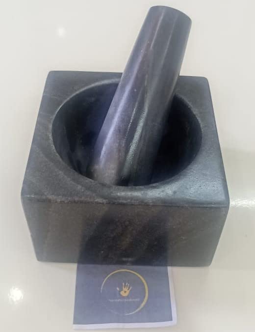 Rajasthan Art black marble mortar and pestle set (Imported)/stone ...