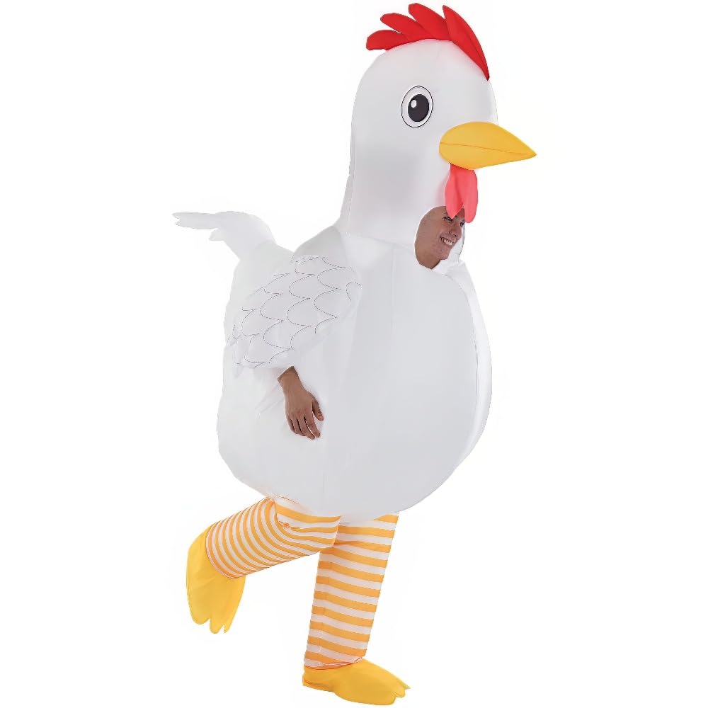 Amazon.com: White Chicken Inflatable Plastic Jumpsuit Costume for ...
