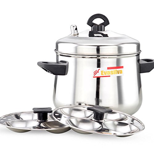 Evasilva Idly Cooker Curve (6 Plates) - Induction Compatible : Amazon ...