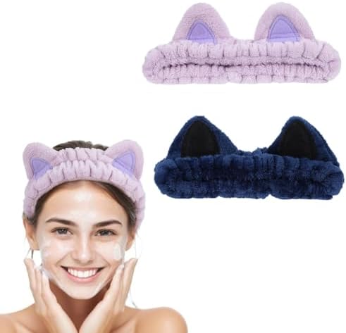 Amazon.com : Huachi 2 Packs Cute Cat Spa Headband for Washing Face ...
