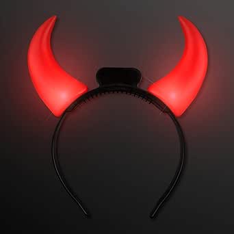 Amazon.com: FlashingBlinkyLights Large Red Devil Horns Light Up ...