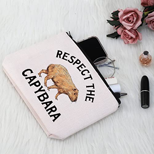 Capybara Lover Gift Respect The Capybara Makeup Bag Capybara Fan ...