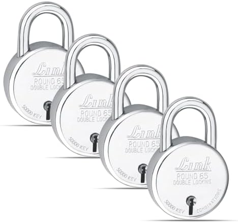 Link Locks Round 65MM_Double Locking Padlock (Silver, Pack of 3) Made ...