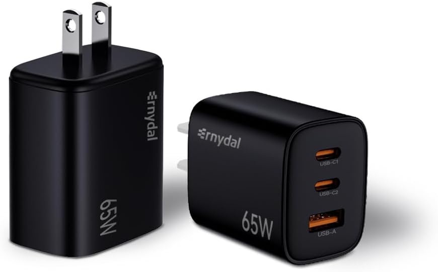 Amazon.com: 65W GaN USB-C Fast Charger Block with Dual USB-C & USB-A ...