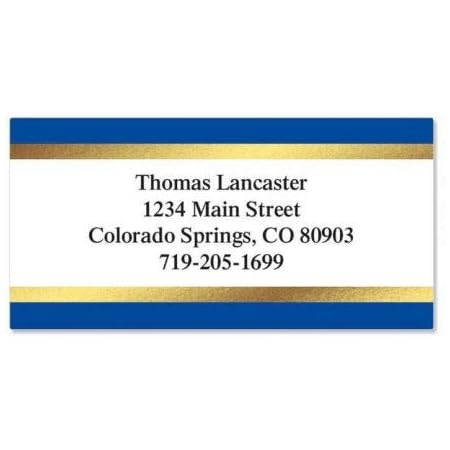 Amazon.com : Blue and Gold Foil Border Return Address Labels - Set of ...