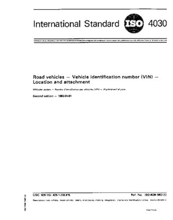 ISO 4030:1983, Road vehicles - Vehicle identification number (VIN ...