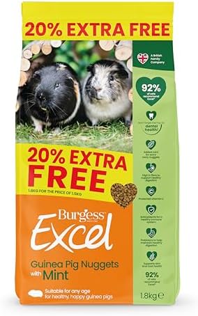 Burgess Excel Guinea Pig Food with Mint, 1.8kg – Guinea Pig Nuggets for ...
