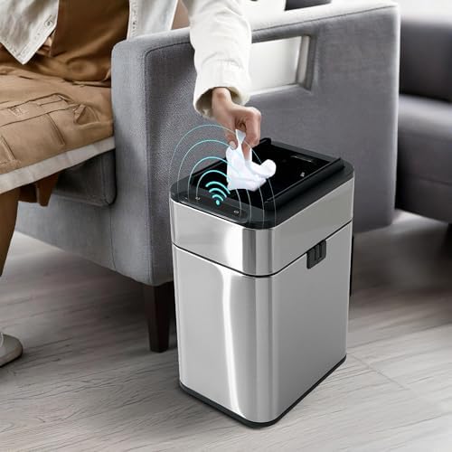 The Better Home 15L Stainless Steel Dustbin With Lid | (40cm) Automatic ...