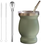 Amazon.com | Beruth Bombilla Yerba Mate Gourd, 8oz Stainless Steel Tea ...