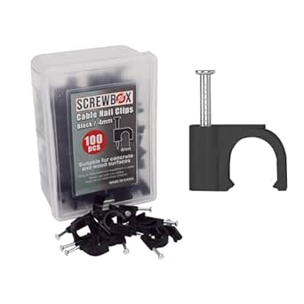 SCREWBOX® Cable Nail Clips, 4 mm 100 Pcs Nail-In Clips, Strong Durable ...