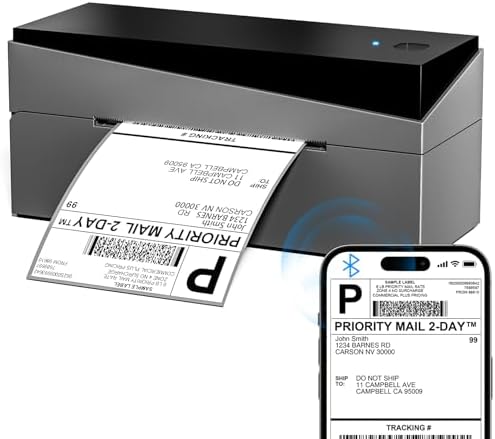 Bluetooth Shipping Label Printer 4x6 - D450BT Thermal Label Printer for ...