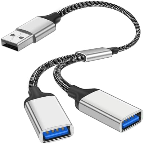 AXFEE USB Splitter 2 Port, Dual USB-Female to Male Cable, Double Usb Y ...