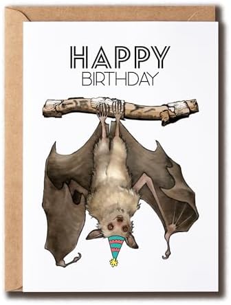 Amazon.com : SMDDesigns Bat Happy Birthday Card - Funny Bat Bday Card ...