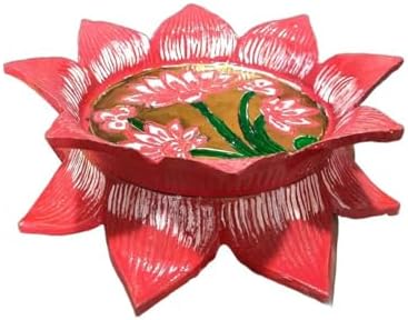 Decorative Pure Brass Lotus Kamal Aasan Singhasan, Hand-Painted Pink ...