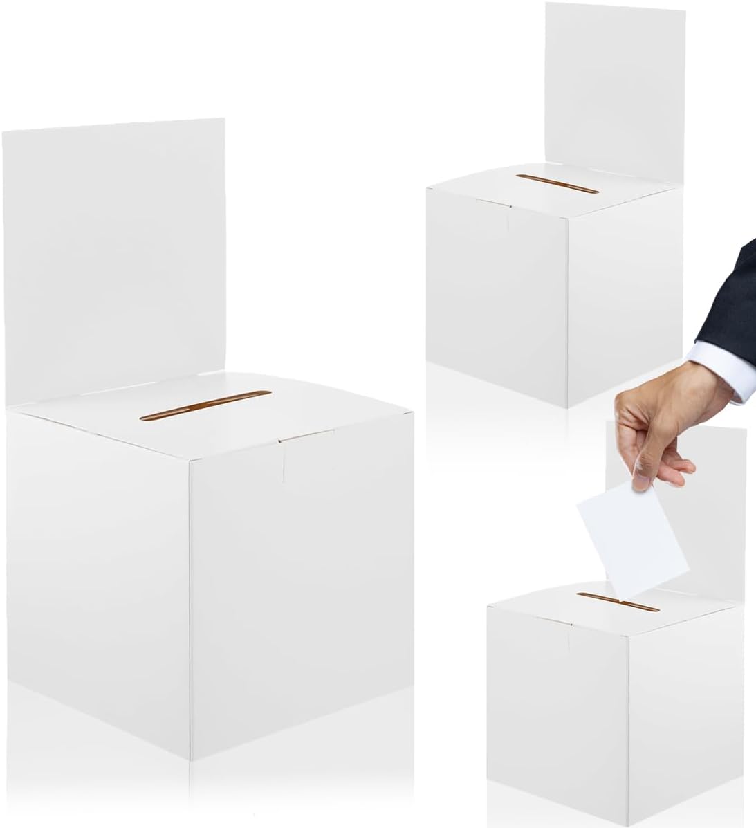 3Pcs Raffle Boxes - Cardboard Ballot Boxes with Slotted Removable Heads ...