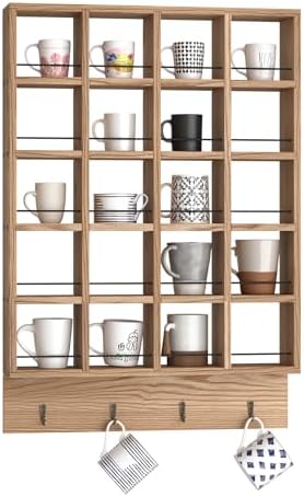 Amazon.com - WYJREES Wooden Coffee Mug Display Rack, Wall Mounted ...