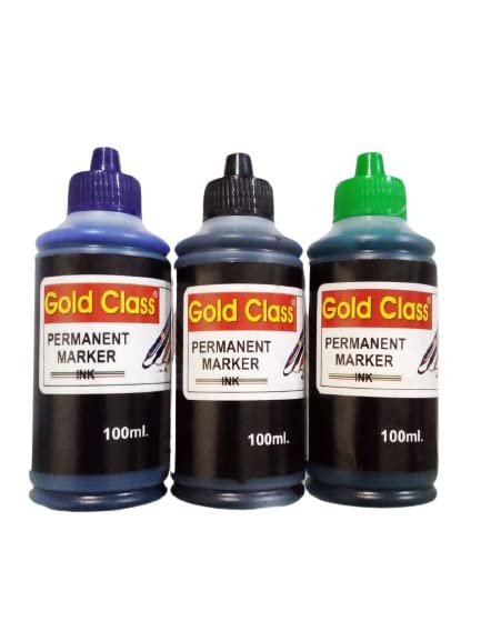 Gold Class Combo Pack of Permanent Marker Ink (Black, Blue, Green ...