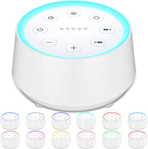 Amazon.com: White Noise Sound Machine Alarm Clock 7 Colors Night Light ...