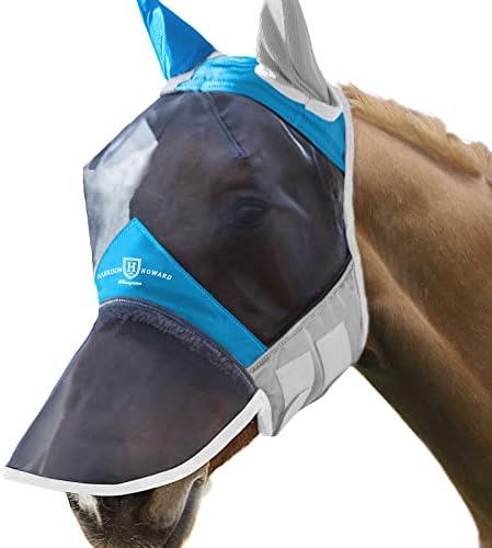 Harrison Howard Pro Luminous Horse Fly Mask Long Nose with Ears UV ...