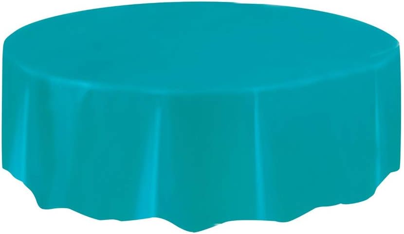 Amazon.com: Elegant Caribbean Teal Solid Round Plastic Table Cover (84 ...