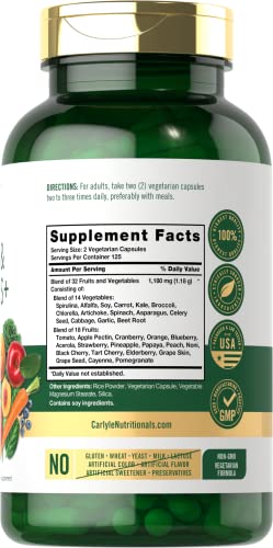 Carlyle Fruits and Veggies Supplement | 250 Capsules | Made with ...