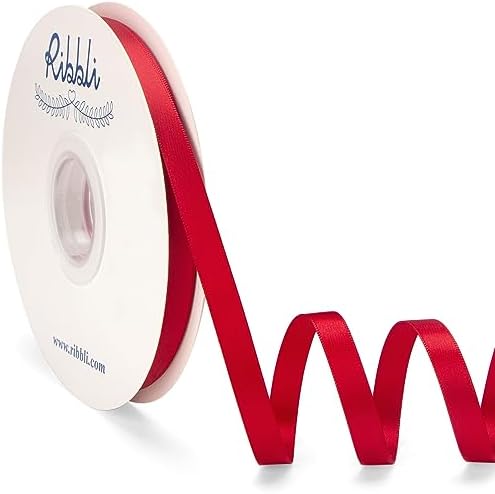 Amazon.com: Ribbli Red Satin Ribbon Double Faced Satin 3/8 Inch x ...