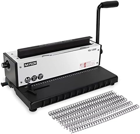 RAYSON Wire Binding Machine, 34-Hole, Binds 120 Sheets, 3:1 Pitch, A4 ...