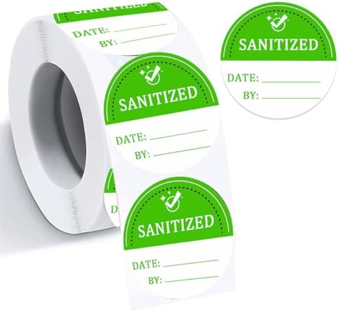 Amazon.com : Sanitized Label 2 Inch Sanitized by Stickers Green ...